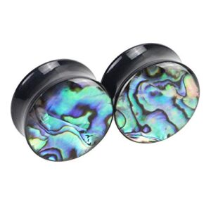 Awinrel Abalone and Lace Ear Gauges Acrylic Saddle Plugs Tunnel Stretcher Expander Body Piercing Jewelry 4 Pieces Set 9/16" 14mm