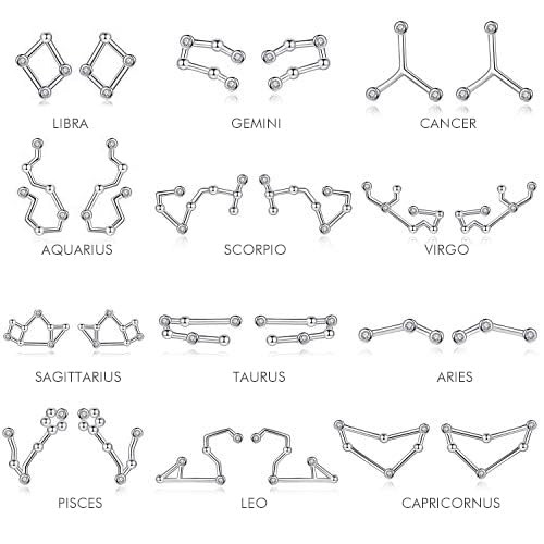 Pisces Zodiac Constellation Earrings 925 Sterling Silver CZ Horoscope Stud Earrings for Women -VIKI LYNN