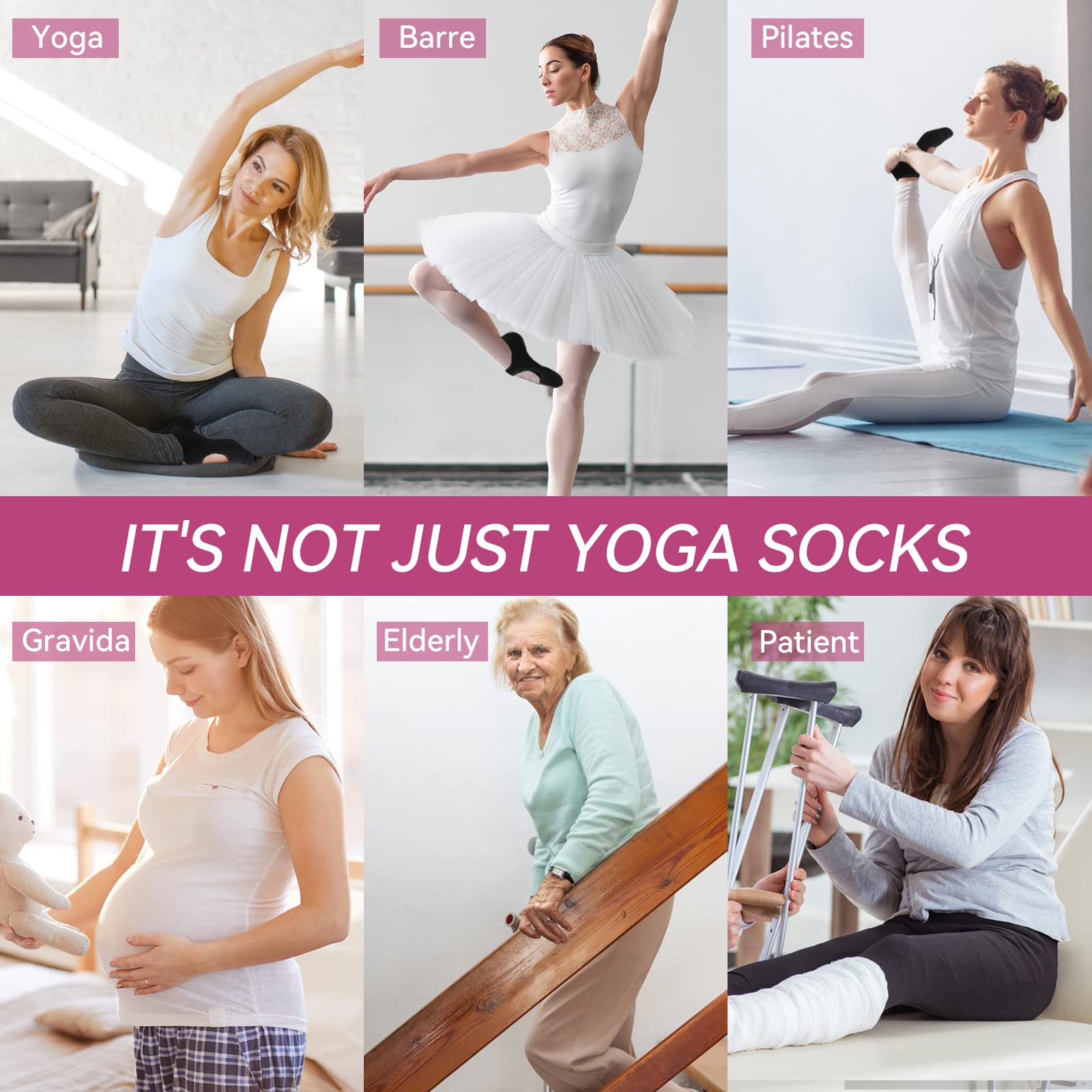 Yoga Socks Non Slip Skid Socks with Grips Pilates Ballet Barre Socks for Women