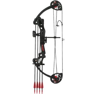 PANDARUS Compound Bow Archery for Youth and Beginner, Right Handed,19”-28” Draw Length,15-29 Lbs Draw Weight, 260 fps (Black Right Handed)