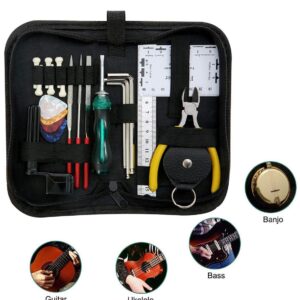 Guitar Repairing Tool Kit 26Pcs with Carry Bag for Guitar Ukulele Bass Mandolin Banjo