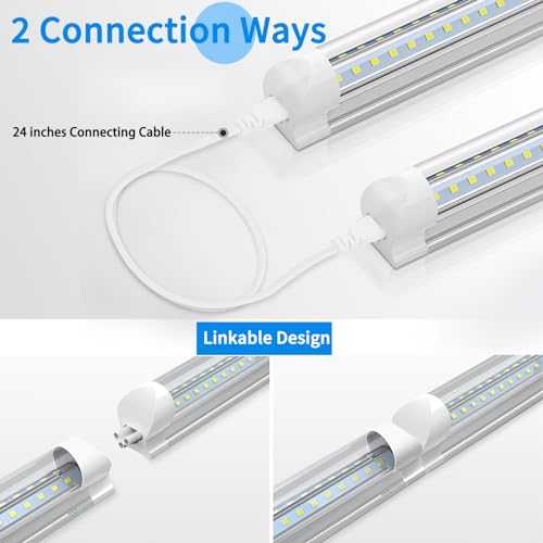 JESLED LED Shop Light 4FT, 36W 4500LM 6500K Cool White, T8 Integrated LED Light Fixture, High Output, V-Shape, Linkable 48'' LED Tube Lights for Garage, Workshop, Warehouse (6-Pack)