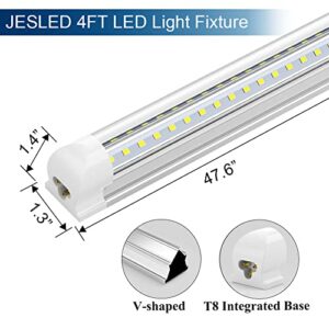 JESLED LED Shop Light 4FT, 36W 4500LM 6500K Cool White, T8 Integrated LED Light Fixture, High Output, V-Shape, Linkable 48'' LED Tube Lights for Garage, Workshop, Warehouse (6-Pack)