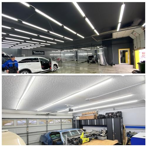 JESLED LED Shop Light 4FT, 36W 4500LM 6500K Cool White, T8 Integrated LED Light Fixture, High Output, V-Shape, Linkable 48'' LED Tube Lights for Garage, Workshop, Warehouse (6-Pack)