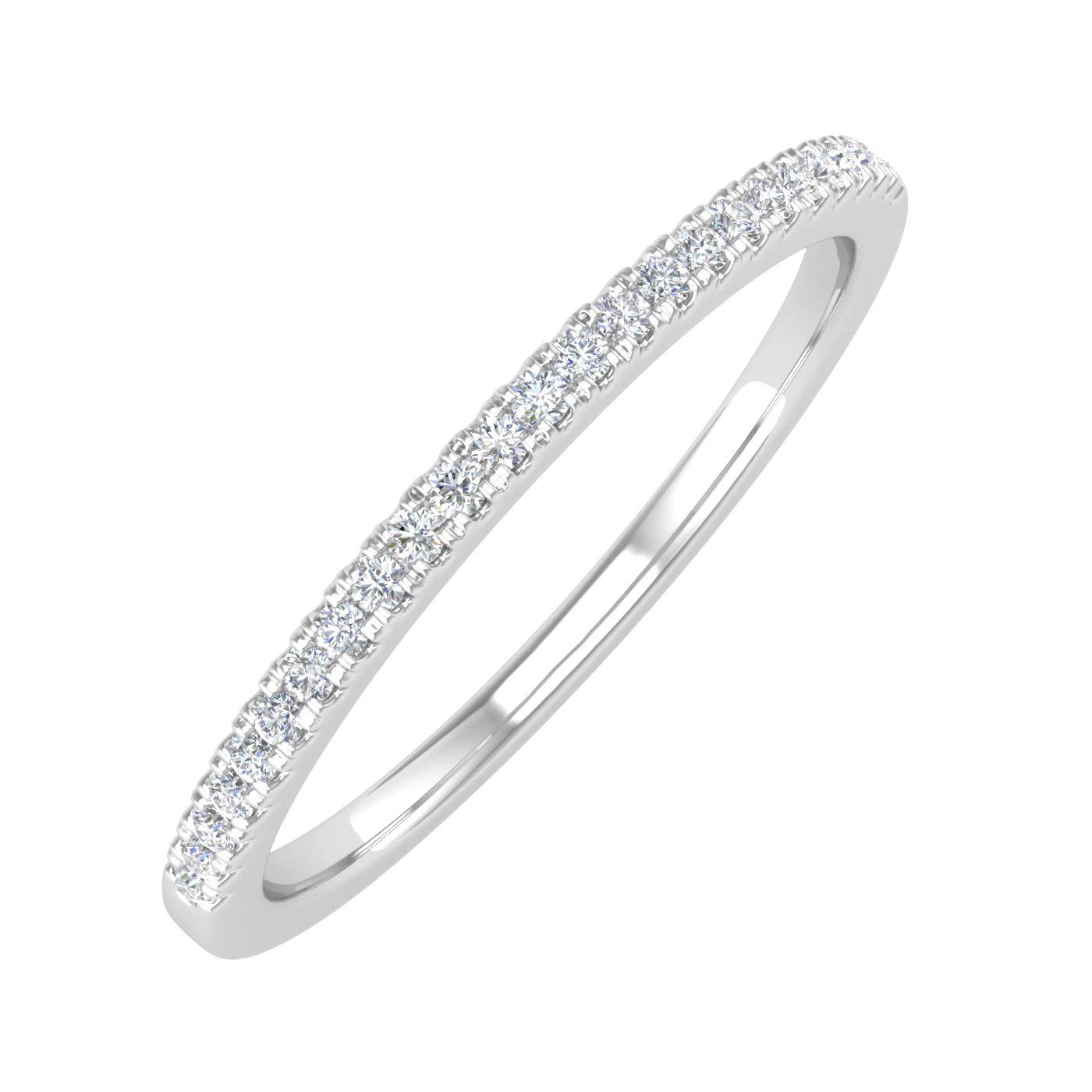 1/10 ctw 10K White Gold Round Diamond Ladies Wedding Anniversary Stackable Ring (Ring Size 8)