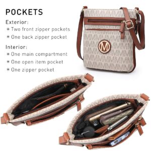 MARCO M KELLY Crossbody Bags Purses for Women Trendy Multi Pockets Monogram Zip Shoulder Bags Ladies PU Leather Handbag