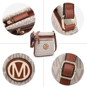 MARCO M KELLY Crossbody Bags Purses for Women Trendy Multi Pockets Monogram Zip Shoulder Bags Ladies PU Leather Handbag