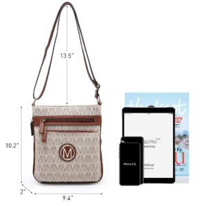 MARCO M KELLY Crossbody Bags Purses for Women Trendy Multi Pockets Monogram Zip Shoulder Bags Ladies PU Leather Handbag