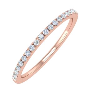 14k rose gold half eternity diamond wedding band ring for women (0.15 carat) (ring size 6)