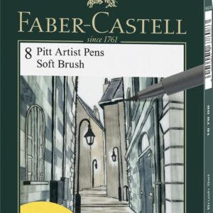 Faber-Castell F167808 8 x Pitt Artist Pens (Soft Brush) Shades of Grey