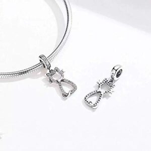 Love Cat Charm Lucky Cats Charms 925 Sterling Silver Cute Charm Pet Kitten Animal Charms for Cat Lovers (Hollow Cat dangle)