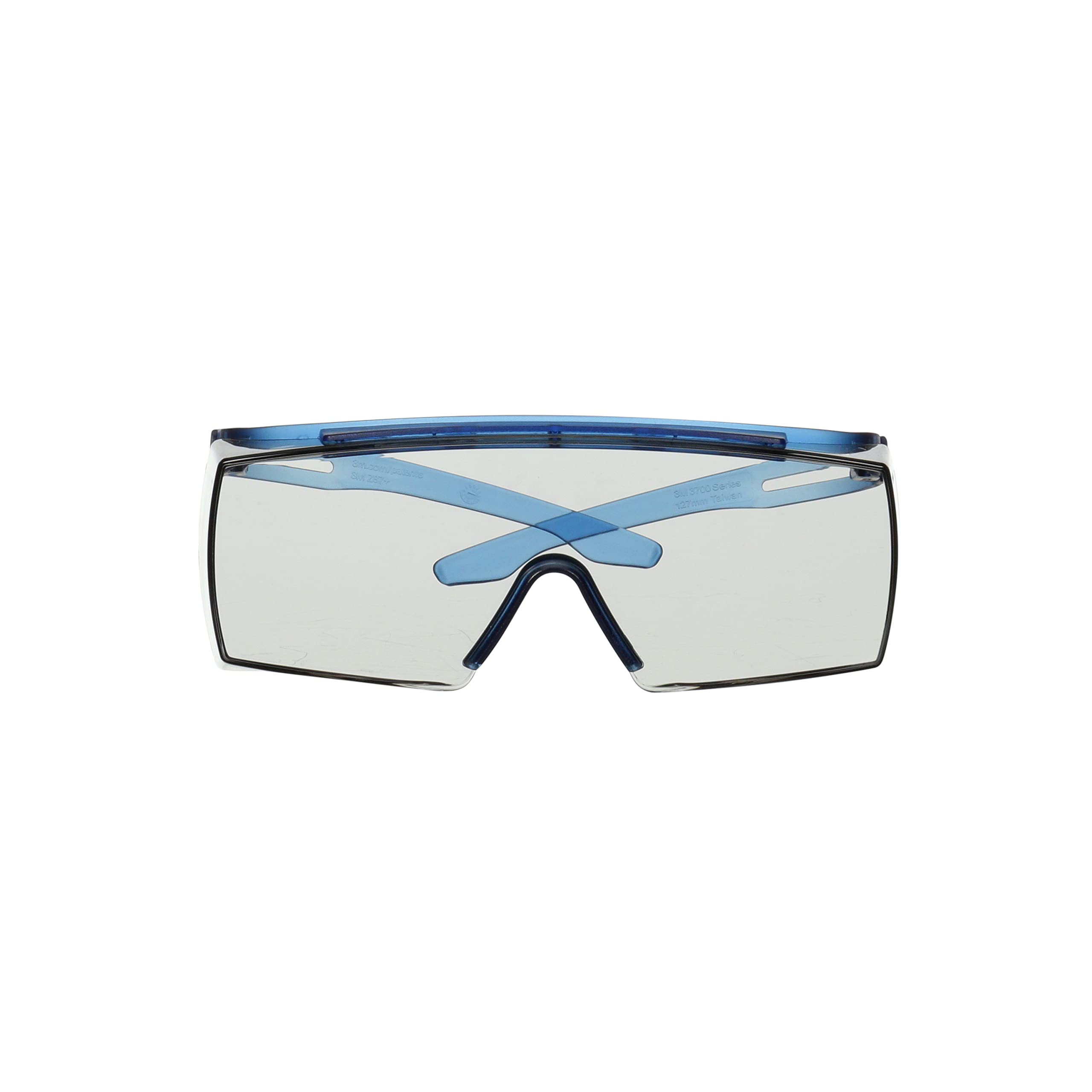 3M Safety Glasses, SecureFit 3700 Series, Anti-Scratch, Fits Over Glasses, Indoor/Outdoor Gray Lens, Blue Temple