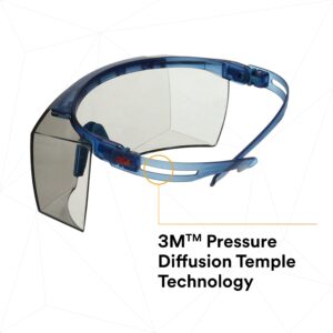 3M Safety Glasses, SecureFit 3700 Series, Anti-Scratch, Fits Over Glasses, Indoor/Outdoor Gray Lens, Blue Temple