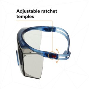 3M Safety Glasses, SecureFit 3700 Series, Anti-Scratch, Fits Over Glasses, Indoor/Outdoor Gray Lens, Blue Temple