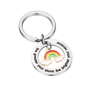 chooro the greater your storm the brighter your rainbow encouragement keychain keep going gift (key chain)