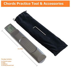 Pocket Guitar Chord Practice Tool, Portable Guitar Neck for Trainer Beginner w/a Rotatable Chords Chart Screen (Battery Included)