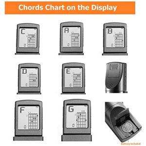 Pocket Guitar Chord Practice Tool, Portable Guitar Neck for Trainer Beginner w/a Rotatable Chords Chart Screen (Battery Included)