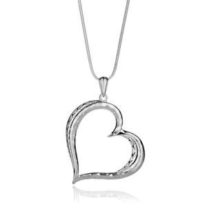 welbijoux necklaces for women heart pendant sweater layered y statement bohemian silver chain necklace with gifts box jewelry (silver)