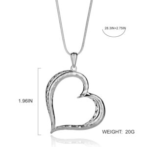 welbijoux Necklaces for Women Heart Pendant Sweater Layered Y Statement Bohemian Silver Chain Necklace with Gifts Box Jewelry (Silver)