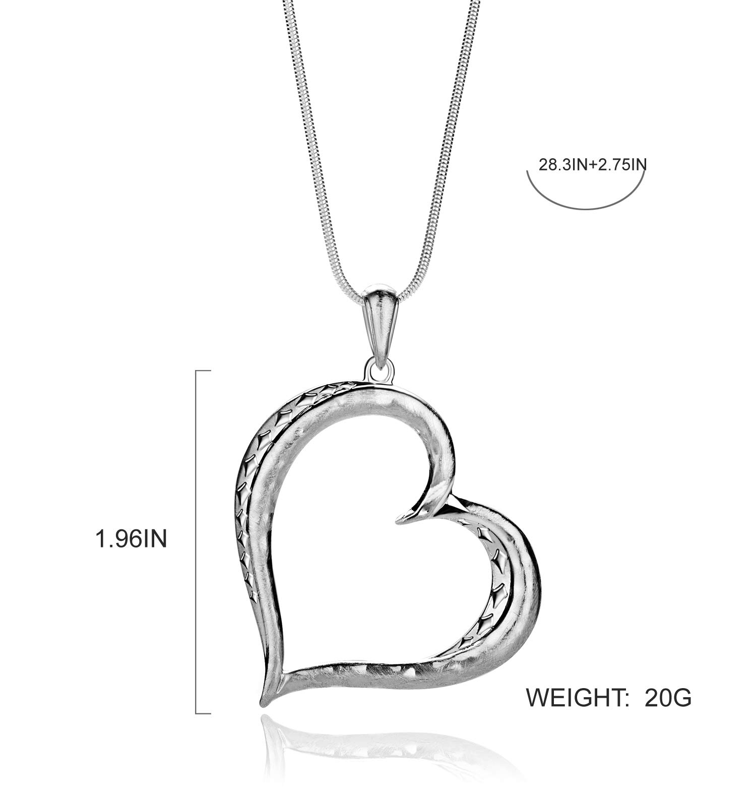 welbijoux Necklaces for Women Heart Pendant Sweater Layered Y Statement Bohemian Silver Chain Necklace with Gifts Box Jewelry (Silver)