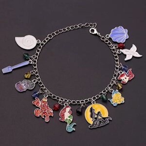 Blingsoul Silver Charm Mermaid Bracelet - Enchanting Sterling Silver Charm Bracelets for Women and Girls, Ideal Cosplay Costume Mermaid Jewelry and Mermaid Gift | [J100054] Litle Mermad 1