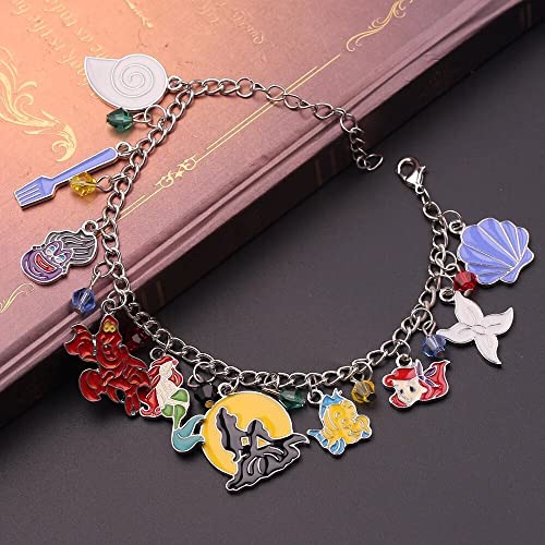 Blingsoul Silver Charm Mermaid Bracelet - Enchanting Sterling Silver Charm Bracelets for Women and Girls, Ideal Cosplay Costume Mermaid Jewelry and Mermaid Gift | [J100054] Litle Mermad 1