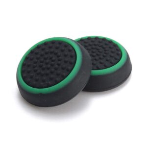 silicone thumb stick joystick cap analog grip thumbsticks cap cover case for ps4 ps3 xbox one xbox 360 game controllers (black-green)