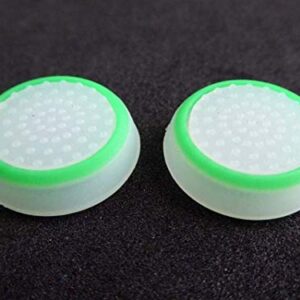 Silicone Thumb Stick Joystick Cap Analog Grip Thumbsticks Cap Cover Case for PS4 PS3 Xbox One Xbox 360 Game Controllers (White-Green)