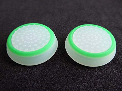 Silicone Thumb Stick Joystick Cap Analog Grip Thumbsticks Cap Cover Case for PS4 PS3 Xbox One Xbox 360 Game Controllers (White-Green)