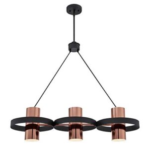 westinghouse 6368900 ariana indoor, matte black finish with copper shades three-light chandelier, one size