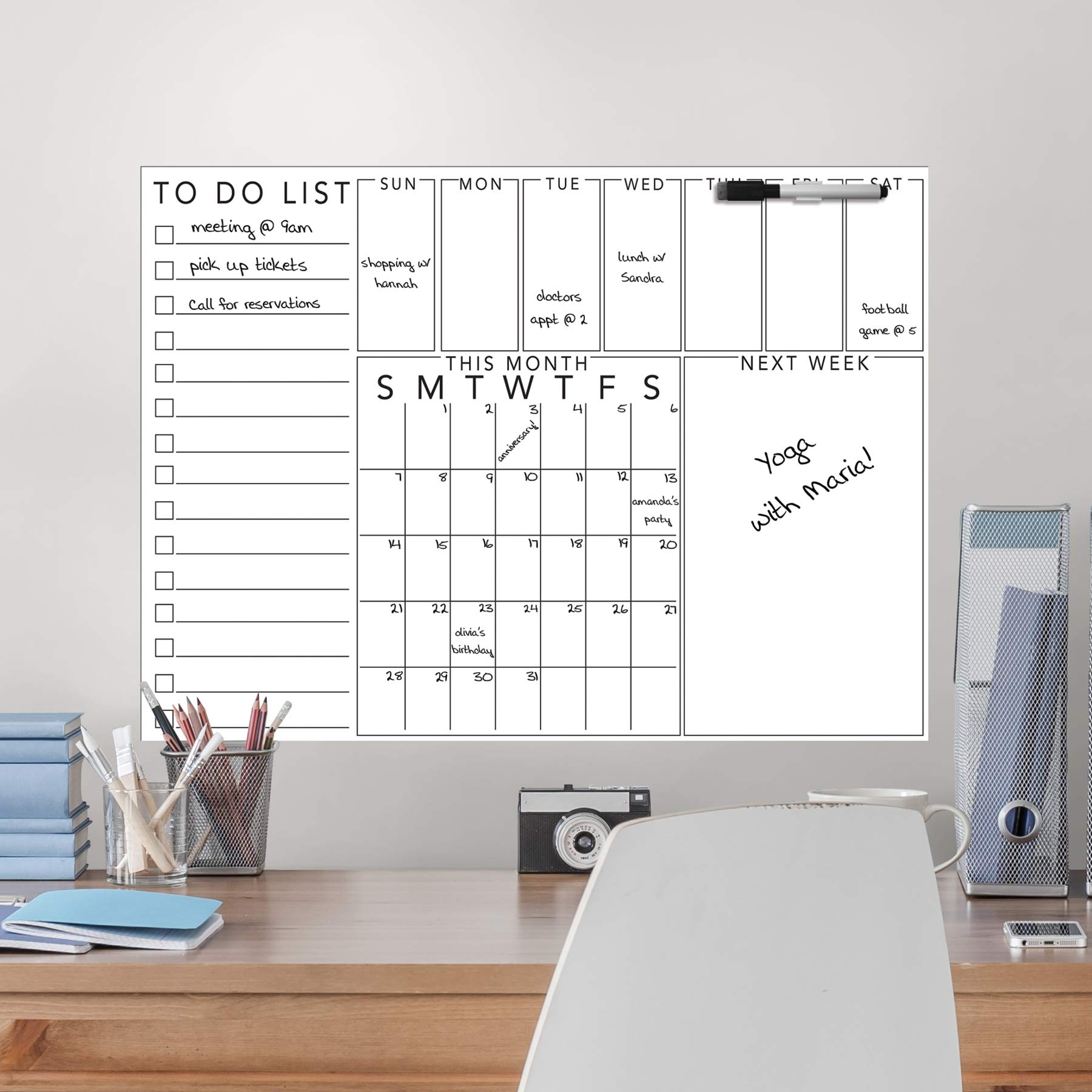 Wall Pops WallPops WPE3178 Get Organized Message Board, White & Off-White