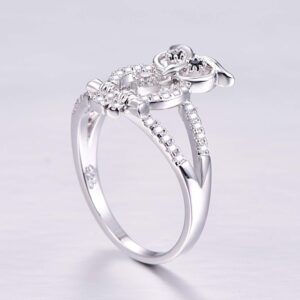 Narica Midnight Owl Silver Plated Created Black Spinel Fashion Cocktail Party Engagement Wedding Ring for Women Size 9