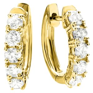 houston diamond district 1 carat (ctw) 14k yellow gold round white diamond ladies huggies hoop earrings 1 ct - value collection