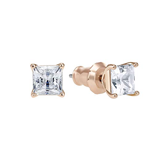 SWAROVSKI Attract Pierced Stud Earrings, Square-Cut Clear Crystals on Rose-Gold Tone Finish Setting, Part of the Swarovski Attract Collection