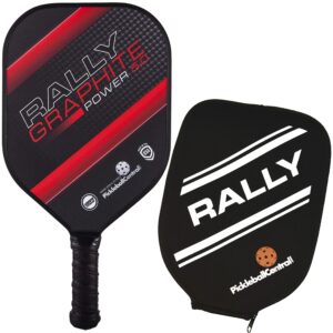 pickleball paddle - rally graphite power 5.0 | honeycomb core, graphite/poly hybrid composite face | paddle cover included | red/standard grip