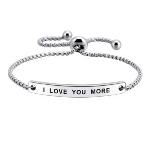 sousyokyosam i love you more hand stamped bracelet jewelry gifts for her girlfriend wife classic lettering