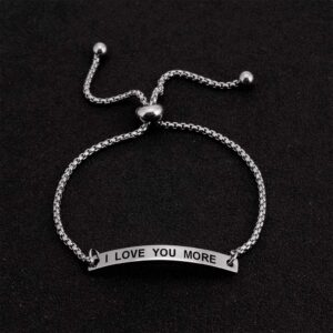 SOUSYOKYOSAM I Love You More Hand Stamped Bracelet Jewelry Gifts for Her Girlfriend Wife Classic Lettering