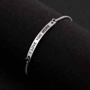 SOUSYOKYOSAM I Love You More Hand Stamped Bracelet Jewelry Gifts for Her Girlfriend Wife Classic Lettering