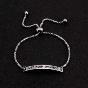 SOUSYOKYOSAM Just Keep Swimming Inspirational Cuff Expandable Bracelet Motivational Jewellery Amazing Gift