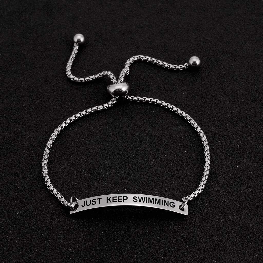 SOUSYOKYOSAM Just Keep Swimming Inspirational Cuff Expandable Bracelet Motivational Jewellery Amazing Gift