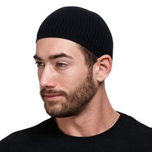 Candid Signature Apparel Skull Cap Kufi Beanies for Men & Women - 100% Cotton Skully, Running Cap & Helmet Liner, Checkered (Black)