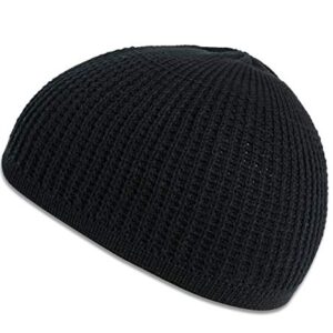 Candid Signature Apparel Skull Cap Kufi Beanies for Men & Women - 100% Cotton Skully, Running Cap & Helmet Liner, Checkered (Black)