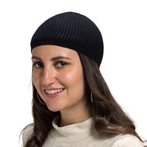 Candid Signature Apparel Skull Cap Kufi Beanies for Men & Women - 100% Cotton Skully, Running Cap & Helmet Liner, Checkered (Black)