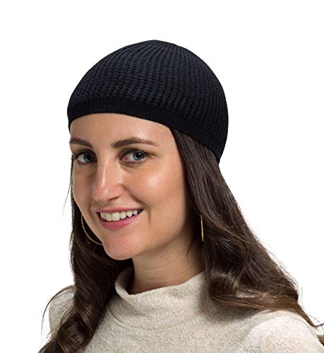 Candid Signature Apparel Skull Cap Kufi Beanies for Men & Women - 100% Cotton Skully, Running Cap & Helmet Liner, Checkered (Black)