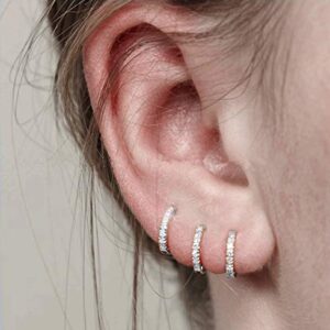 925 Sterling Silver Hoop Earrings Cubic Zirconia Cartilage Earring for Women Small Huggie Piercing Earings Tiny Ear