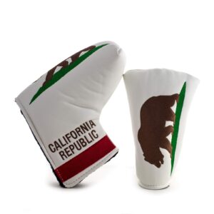 california republic blade and mid mallet putter headcover, white