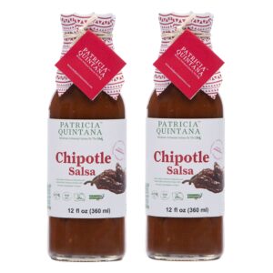 patricia quintana chipotle salsa- authentic artisanal mexican ingredients - perfect topping to your tacos, burritos, enchiladas or other favorite food (12 oz, 2 bottles)