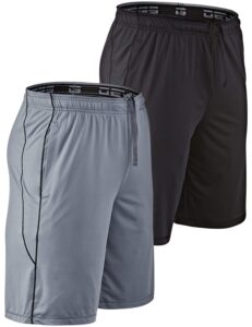 devops men's 2-pack loose-fit 10" workout gym shorts with pockets (x-large, black/steel)