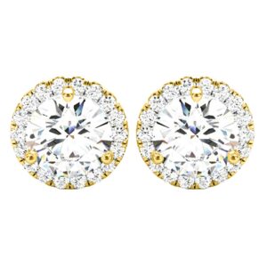 houston diamond district 1.5 carat (ctw) round halo diamond earrings value collection 14k, yellow gold - 1.50