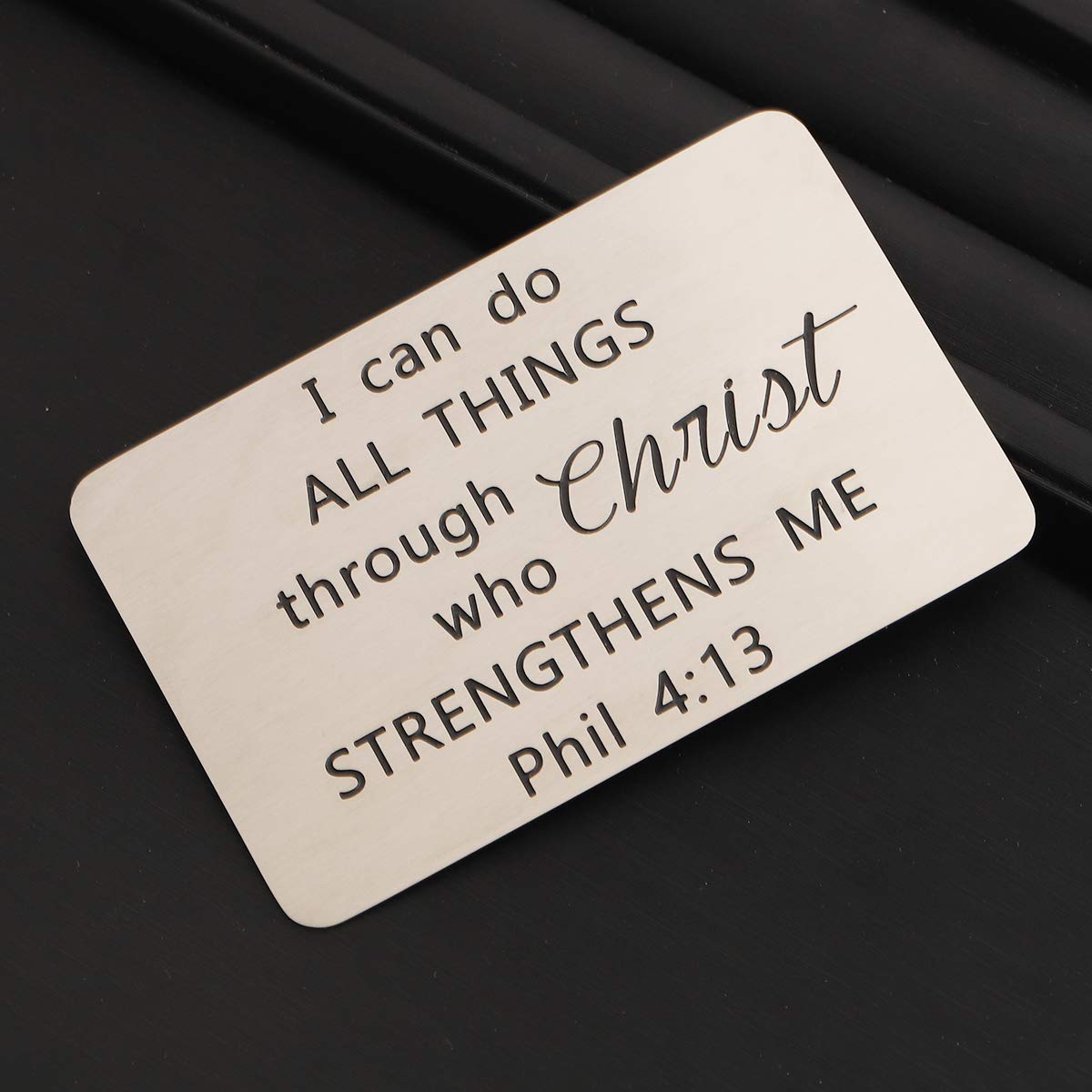 FOTAP Philippians 4:13 Wallet Card Insert I Can Do All Things Through Christs Who Strengthens Me Religious Wallet Card Inspirational Gift For Him or Her (I can do all things)